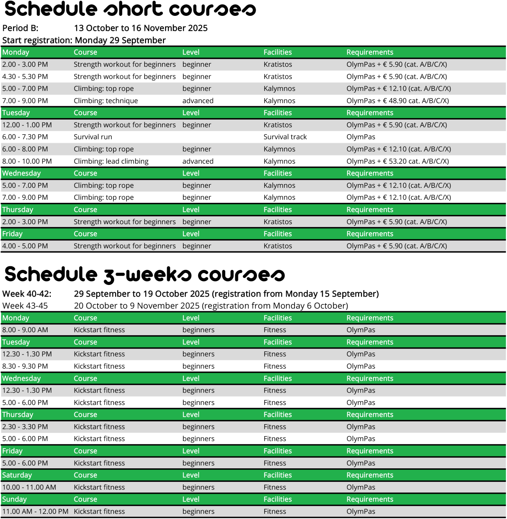 Course period B - Mijn Olympos